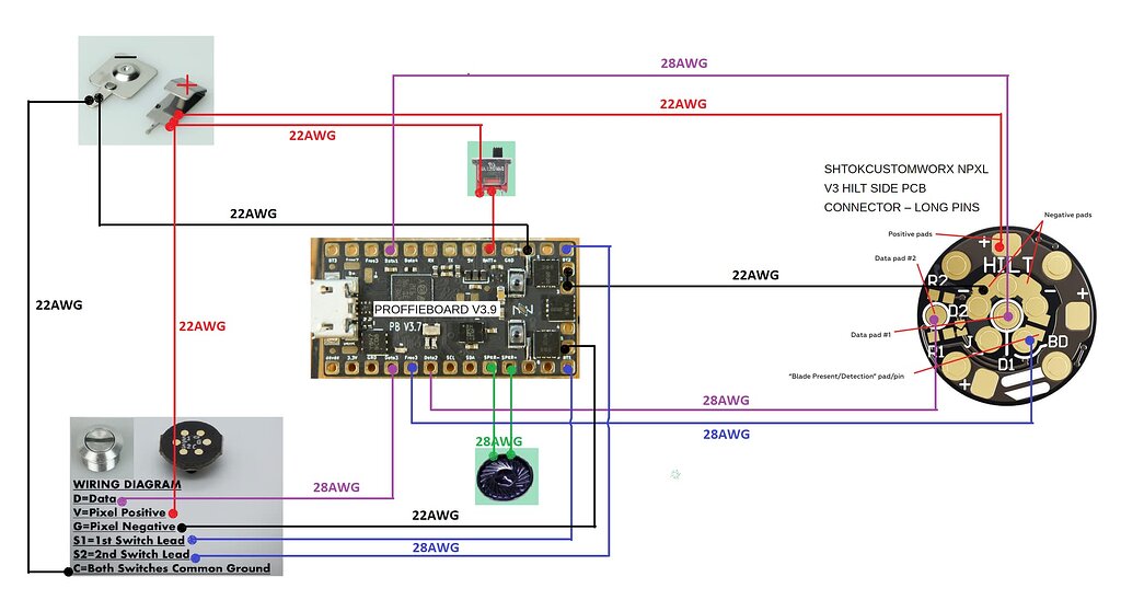 First Saber Build Wiring check Proffie - Build threads - The Crucible