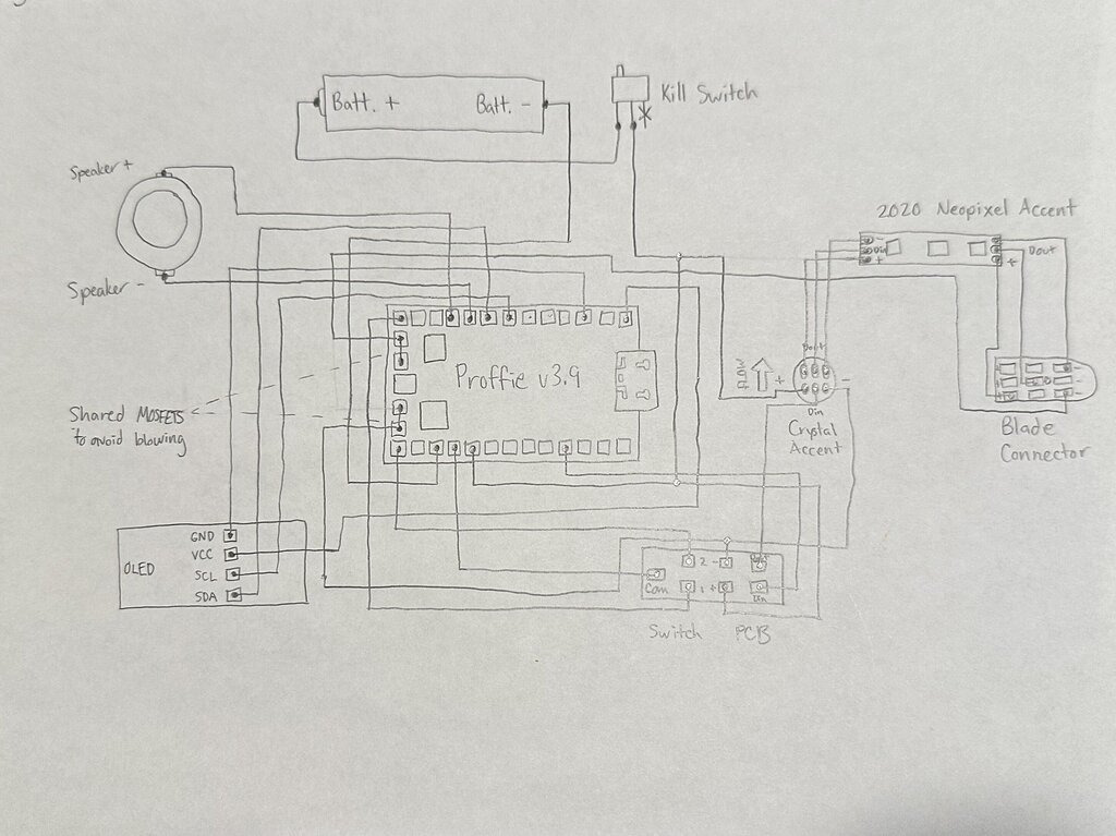 First Saber Install: Wiring - Proffieboards - The Crucible